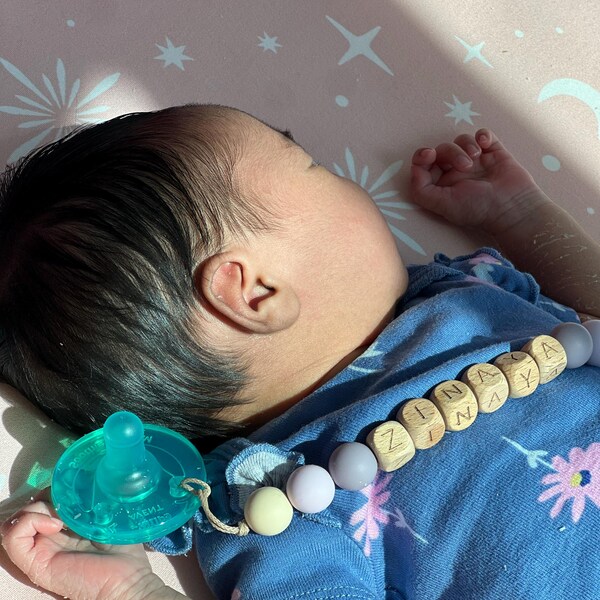 Personalized Pacifier Clip and Rattle Set|custom Baby Shower Gift ...