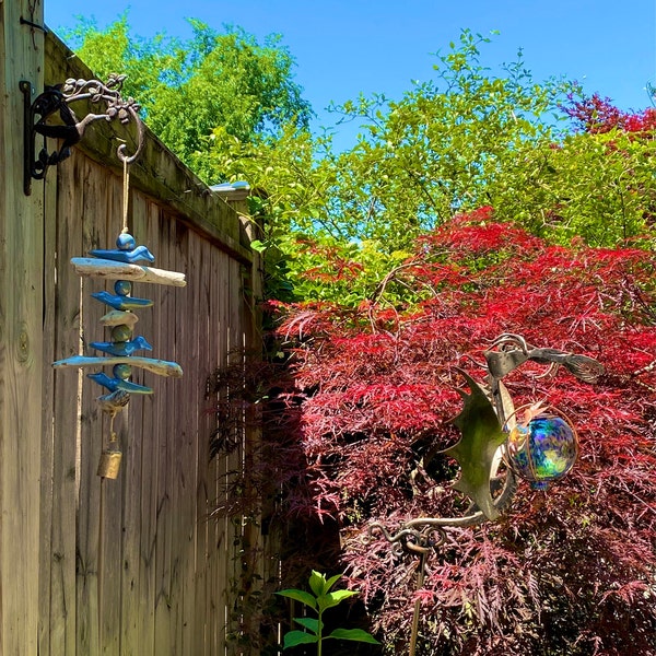 Spring/bird/wind Chime/garden Decor/pottery/handmade/driftwood/wabi ...