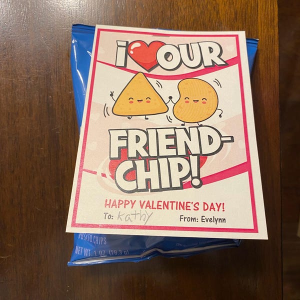 Valentine Chip Bag Tag Printable Pink, Kids Valentines Cards for School ...