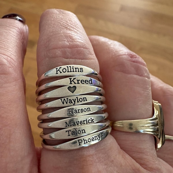Skinny Stackable Ring - Custom Name Ring - Sterling Silver Ring ...
