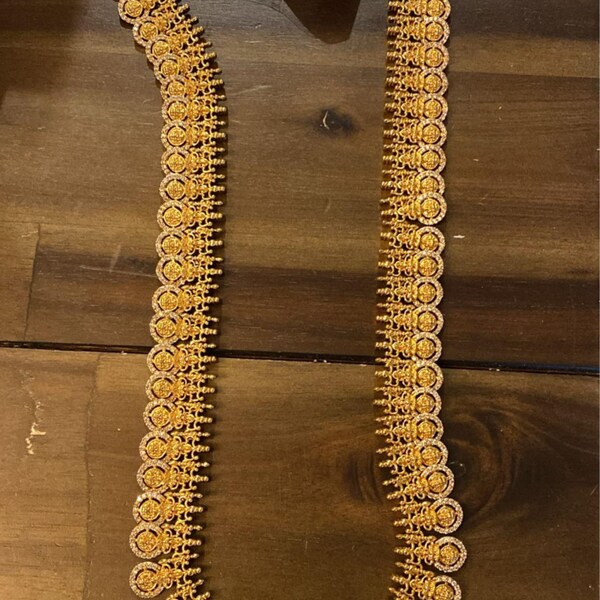 Traditional Mango Long Haram With Red Stone and Earrings/ South ...