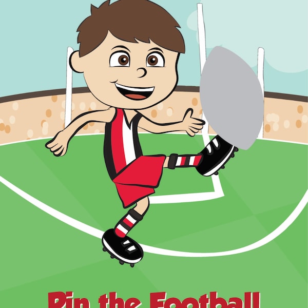 Pin the Football on the Player -printable Party Game - AFL Birthday ...