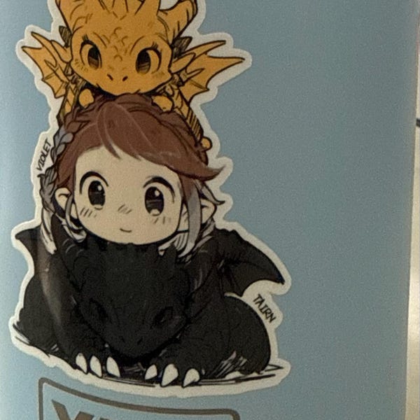 Fourth Wing Tairn Andarna Violet Sticker | Chibi Cute Stacked Heads - Etsy