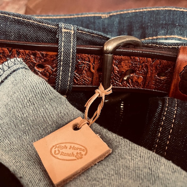 Leather Bear Belt, Handmade Brown Belt, Western Belt for Men ...