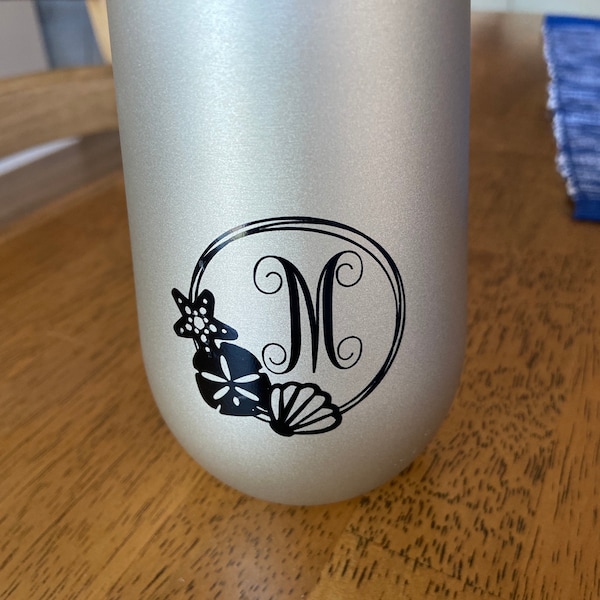 Beach Theme Initial Vinyl Decal: Car/cup Decal - Etsy