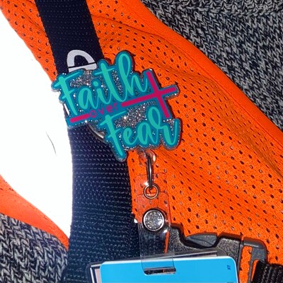 Religious Badge Reel Faith Over Fear Cross Medical Badge Reel Gift for ...