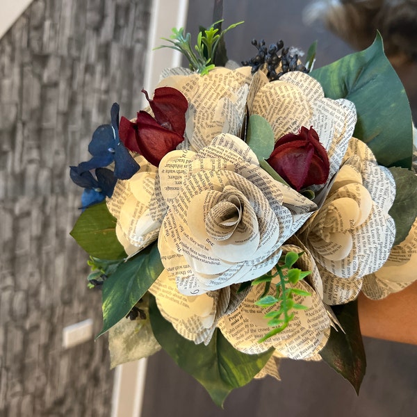 Custom Book Rose Bouquet, Wedding Bouquet - Etsy