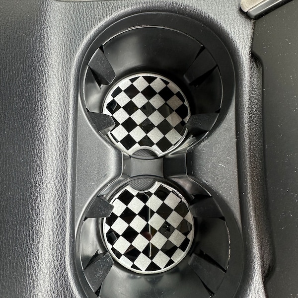 Black and White Checkered Car Coasters || Pink Checker || Car Decor ...