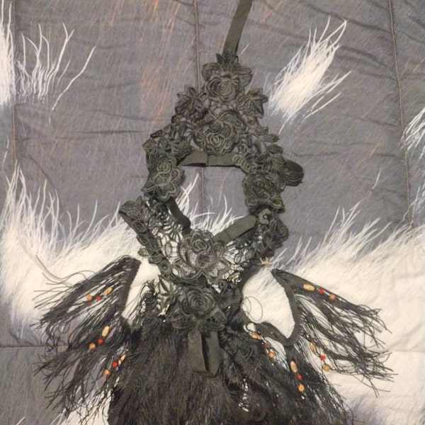 Fringe Cage Suit Lace Cage Black Elastic Harness Cage Playsuit Elastic ...