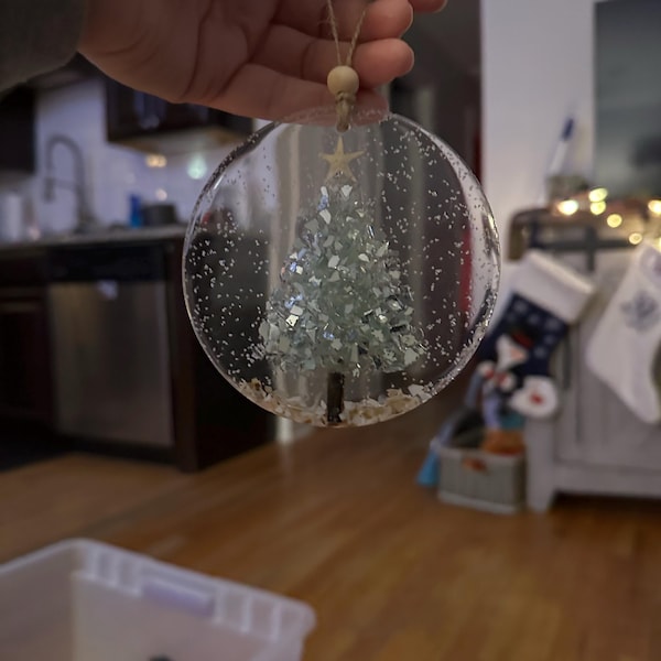 Coastal Christmas Ornament: Aqua Wave Resin Art Suncatcher - Etsy