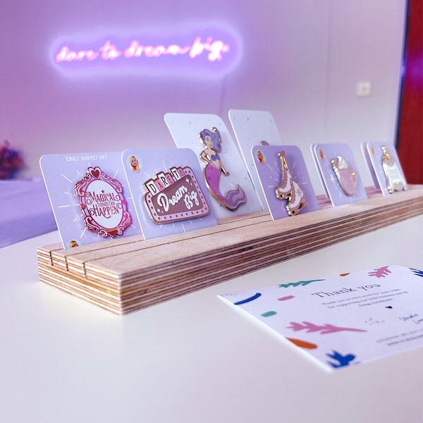 3 Rows Ply Wood Card Display Stand for Earrings, Greeting Cards, Prints ...