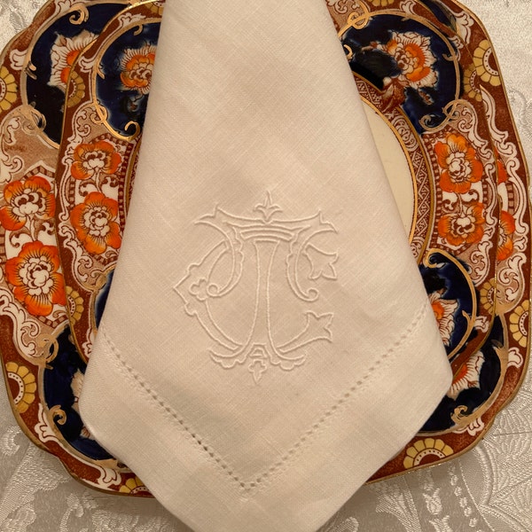Double Lettered Monogrammed Linen Napkins, Monogrammed Linen Napkins ...