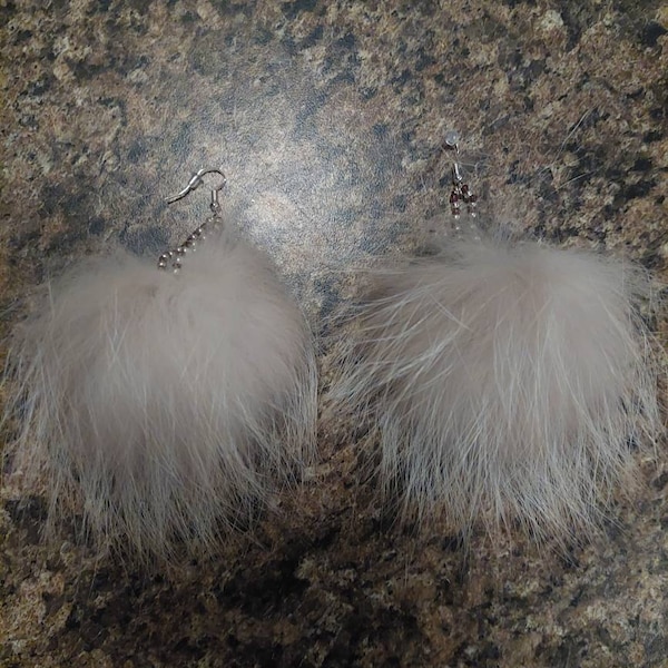 Hand-beaded Fox Fur Earrings – Alaskan Artisan Jewelry, Sterling Silver ...