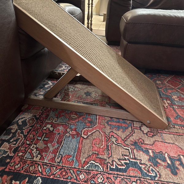Adjustable Wooden Dog Ramp | Modern Pet Ramp for Couch or Bed | Non ...