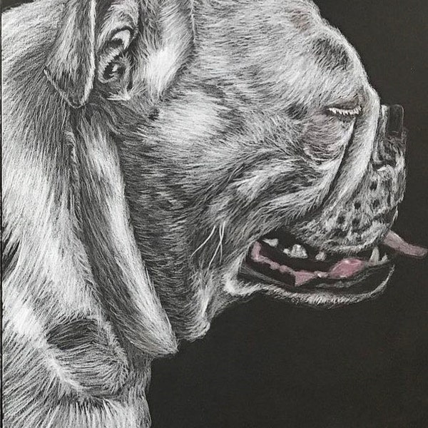 Custom Portrait - Graphite Pencil Drawing on Gray Paper - Etsy