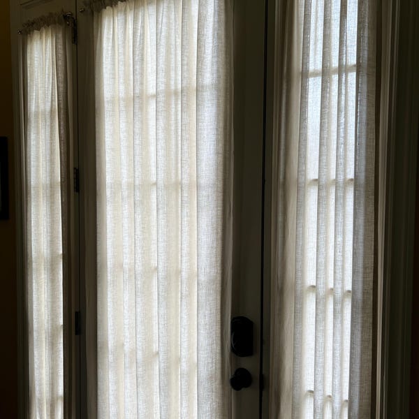 Linen-look Sheer China Cabinet Curtain: Custom Kitchen Panel - Etsy