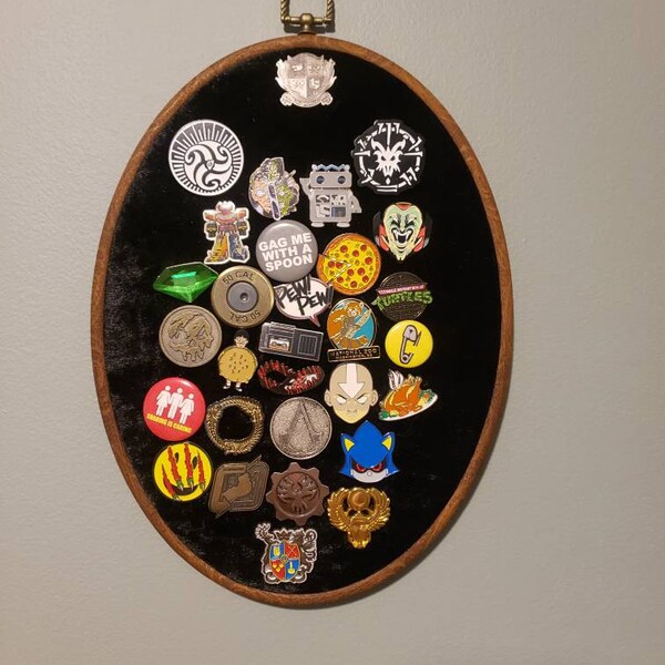 Black Velvet Pin Display, Enamel Pin Hoop, Pin Display Board, Pin ...