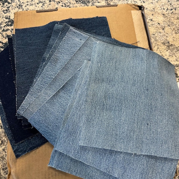 Denim Flowers, 4 Denim Flower Cut Outs, Sew on Denim Patches, Quilting ...