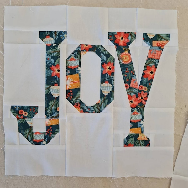 JOY Foundation Paper Pieced PDF Quilt Block Pattern || Christmas Quilt ...
