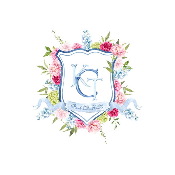 Custom Wedding Monogram Logo, Wedding Monogram, Watercolor Monogram ...