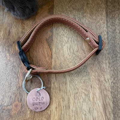 Personalized Pet ID Tag Half Moon Shape Dog Tag, Custom Name Hand ...