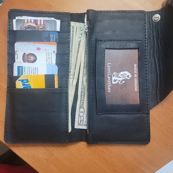 Minimalist Biker Wallet, Men's Personalized Small Leather Biker Wallet ...