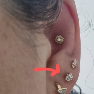 14K Solid Gold Teardrop Rook Earring Dainty Rook Piercing Eyebrow ...