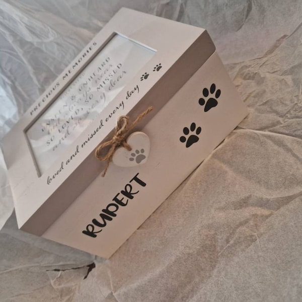 Personalised Rustic Pet Photo Memorial Dog Keepsake Box Pet Wooden ...