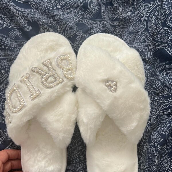 Bride Slippers | Wedding Day | White Bride Slippers | Hen Party ...