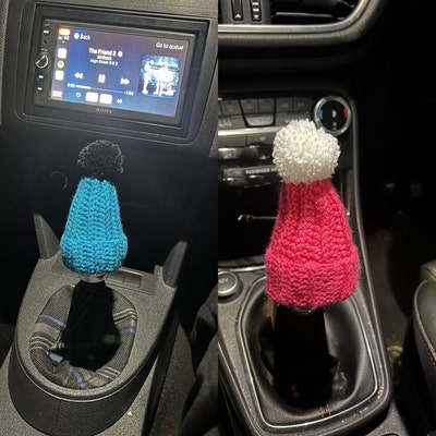 30 COLOURS Custom Gear Knob Stick Shift Cover Crochet Knitted Pom Pom ...