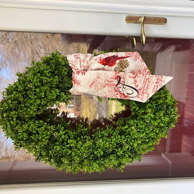 Cardinal Red Toile Holiday Wreath Sash for Front Door, Custom Monogram ...