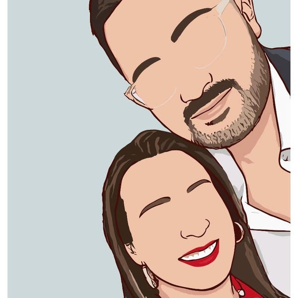Custom Faceless Couple Portrait - Personalized Couple Gift - Digital ...