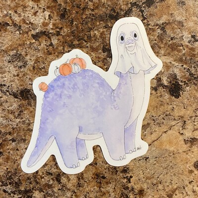 Spooky Ghost Purple Dino Sticker - Etsy