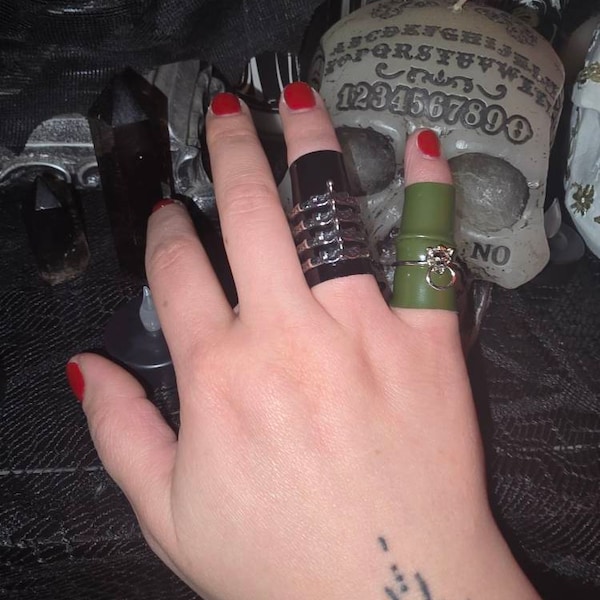 Black PVC Finger Cuff Gloss Latex Ring Concert Stage Jewelry Passion ...