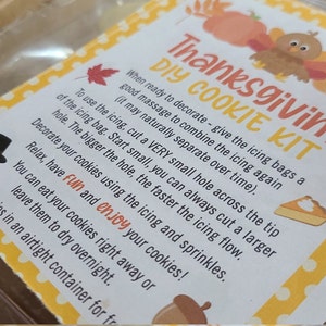 Thanksgiving Decorate Your Own Cookie Kit Instructions Card 4"x5", Kids ...