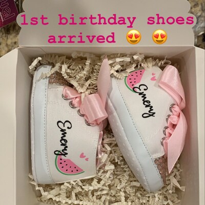 One in a Melon First Birthday, Baby Girl Booties,sweet One Shoes,one in ...
