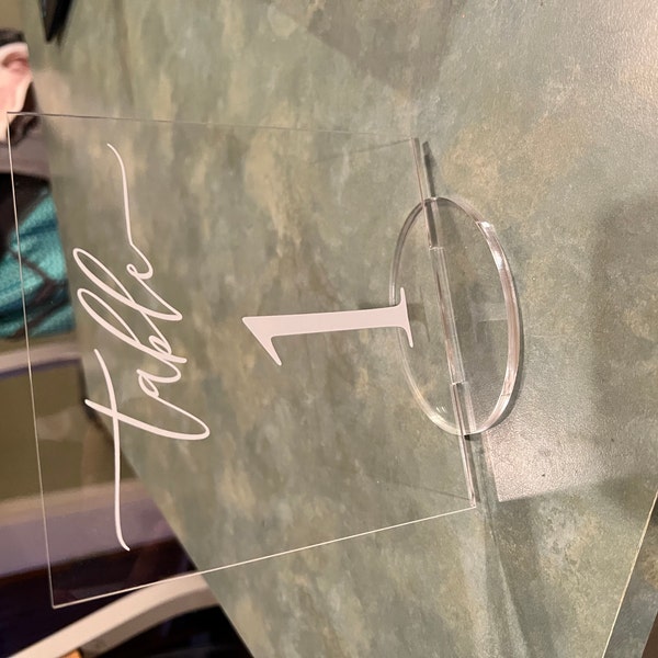 Square Table Numbers With Stand. Clear Acrylic Table Number, Wedding ...