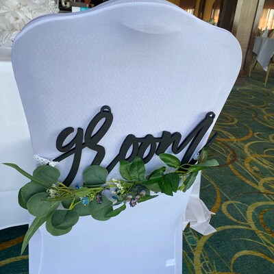 Bride and Groom Chair Sign, Laser Cut Chair Sign, Wedding Chair Sign ...