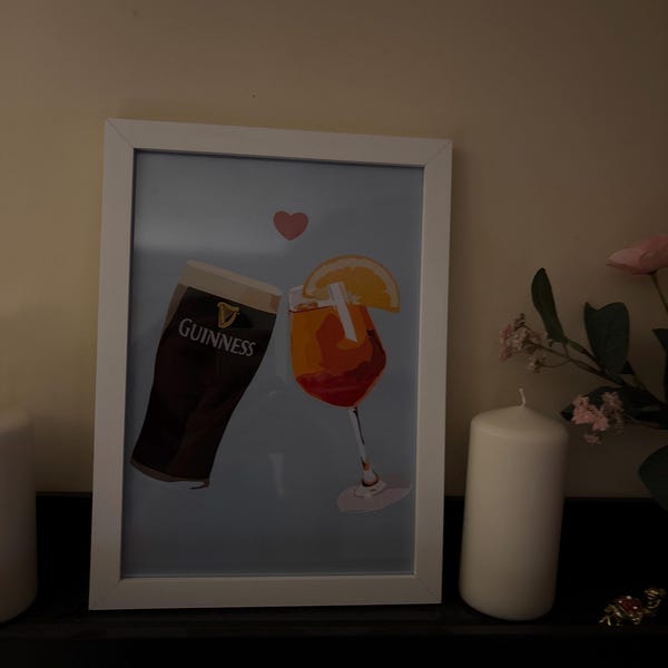 Guinness and Rose Wine Print - Etsy UK