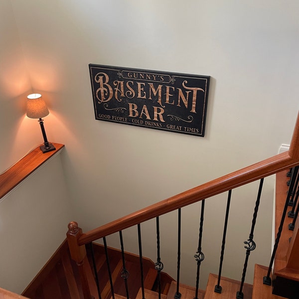 Basement Bar and Lounge Sign Man Cave Personalized Last Name Family ...