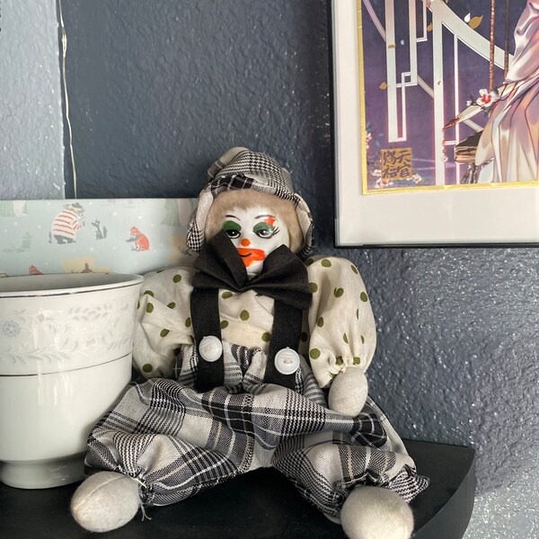 Antique Porcelain, Rare Porcelain Clown, Medium Clown, Porcelain Doll ...