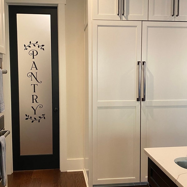 Vertical Pantry Curved Leaves Decal - Kitchen Pantry Sticker - Food ...