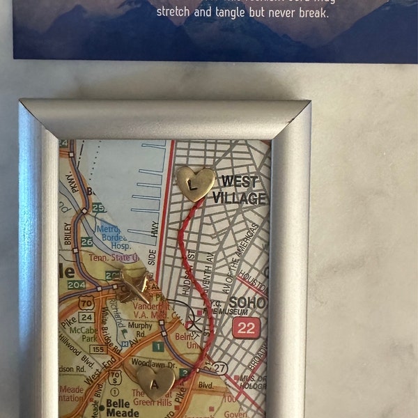 Long Distance Map Frame, String of Fate Gift (2x2.7") - Etsy