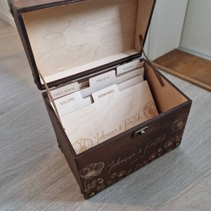 Personalized Wedding Recipe Box Bridal Shower Gift for Couple Wooden ...
