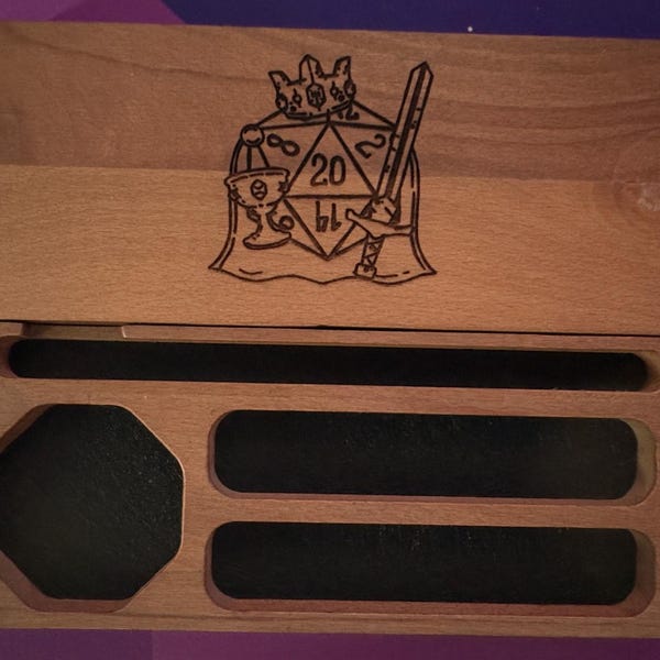 Personalized Wooden Dnd Dice Box With Tray, Role Play Game Dice Box ...