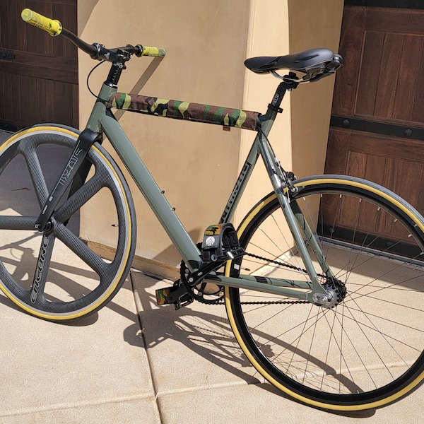 Bike Top Tube Protector Woodland Camo Nylon Cordura Fixed Gear Bike ...