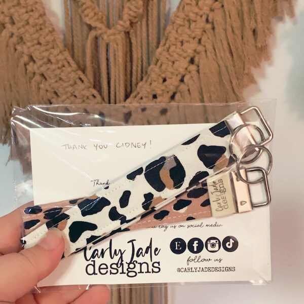 Moo Mood, Key Fob / Cow Print / Wristlet / Key Chain / Wrist Strap ...