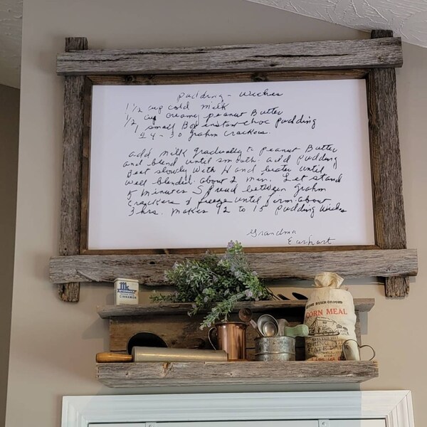 Handwritten Recipe Custom Wood Framed Printed Family Kitchen Sign - Etsy