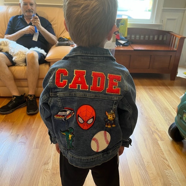 Boys Letter Patch Jean Jacket | Name Patch Jacket | Toddler Boys Custom ...