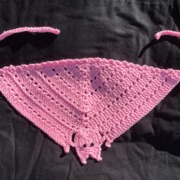 Kawaii Bat Pattern for Crochet Hair Bandana - Cute Spooky Spoopy ...